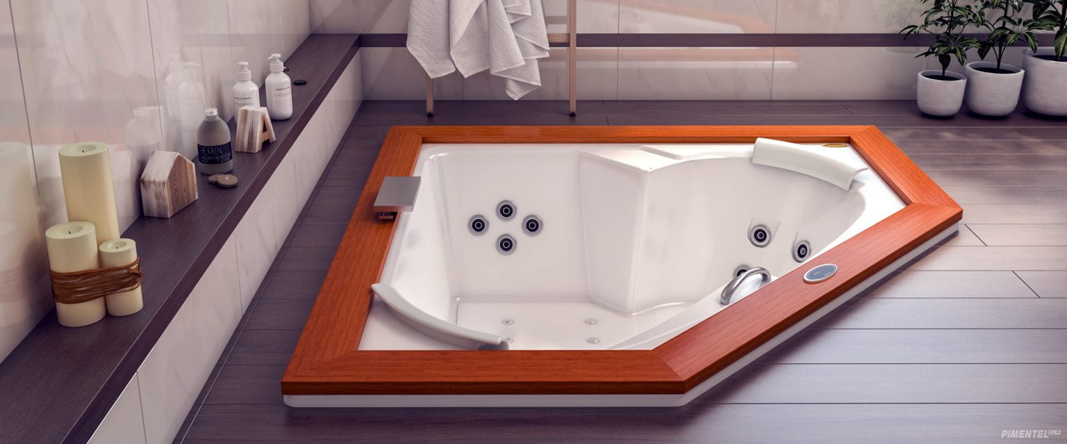 Bañera con Hidromasajes Jacuzzi® Flexa Wood Corner
